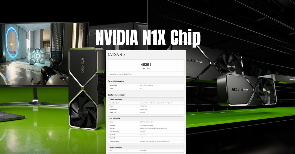 NVIDIA N1X Leak Confirms 20-Core CPU & 6144-CUDA Core GPU - Kickstart Game